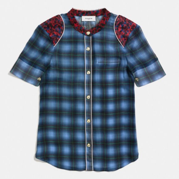Coach | Tops | Coach Plaid Piped Blouse | Poshmark
